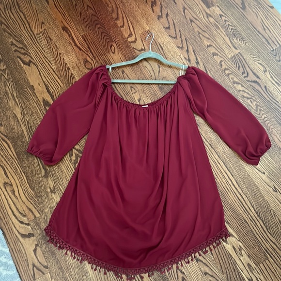 JODIFL | Dresses | Deep Wine Colored Cold Shoulder Mini Dress Can Be ...